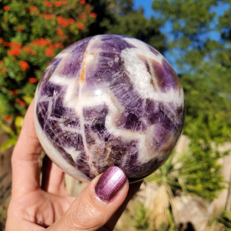 Dream Amethyst Chevron Crystal Ball Sphere Purple | A Grade | 974 Grams ...
