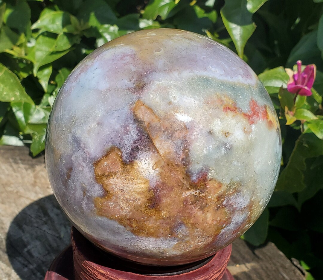 HUGE 3.2lbs Rainbow Ocean Jasper Sphere With Caves| A Grade | 1400 ...
