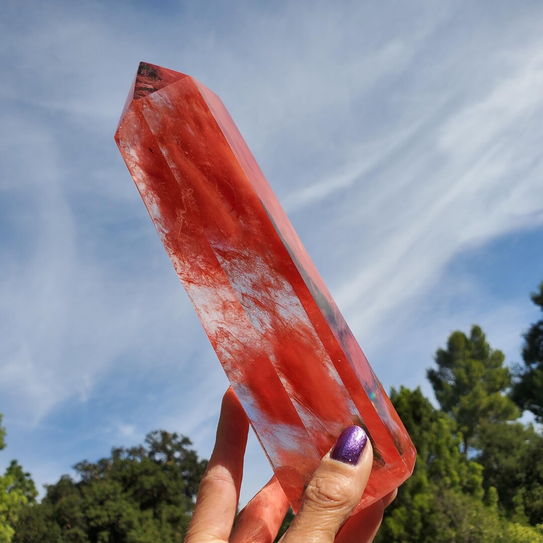 Red Quartz Smelting Stripes See Through Crystal Tower| 1180 Grams - Etsy
