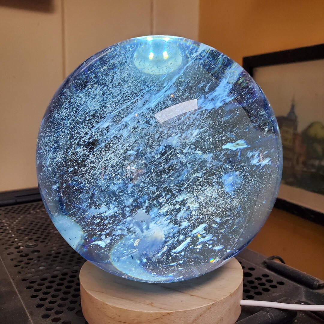 7lbs+ Light Blue Smelting Quartz W/ Cloud Inclusions Crystal Sphere ...