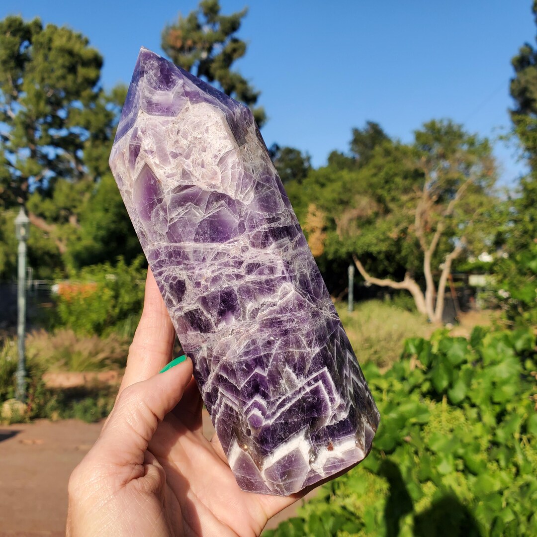 Purple Dream Amethyst Chevron Pattern Crystal Tower Point | 1020 Grams ...