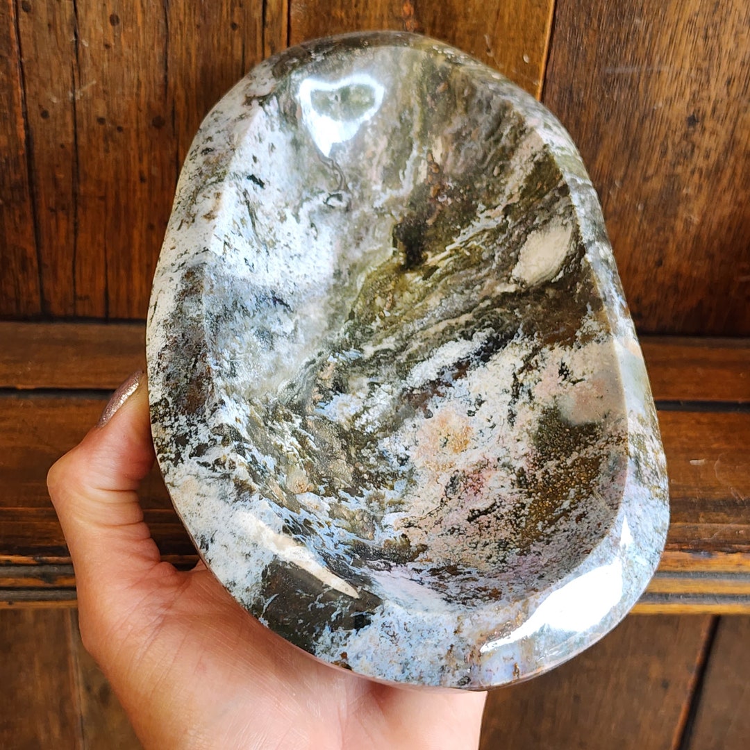 Large Ocean Jasper Crystal Bowl Dish 1230 Grams 2lbs 12oz - Etsy