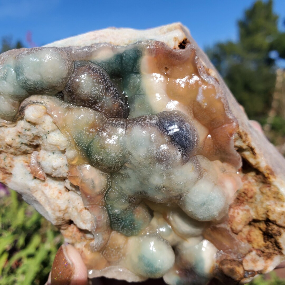 Large Botryoidal Purple Green Blue Bubble Agate Specimen Crystal ...