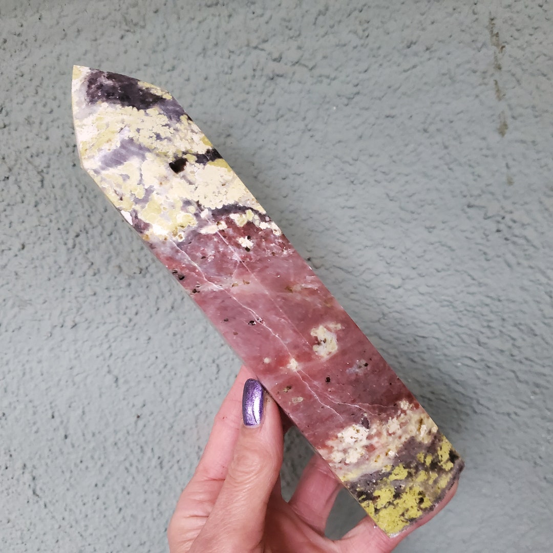 Red Plum Blossom Yellow Jasper Crystal Point Tower | 660 Grams | 1lbs ...