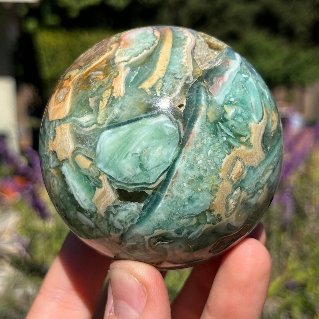 Opalized Green Fluorite Crystal Sphere 738 Grams 1lbs 7oz 80mm Etsy