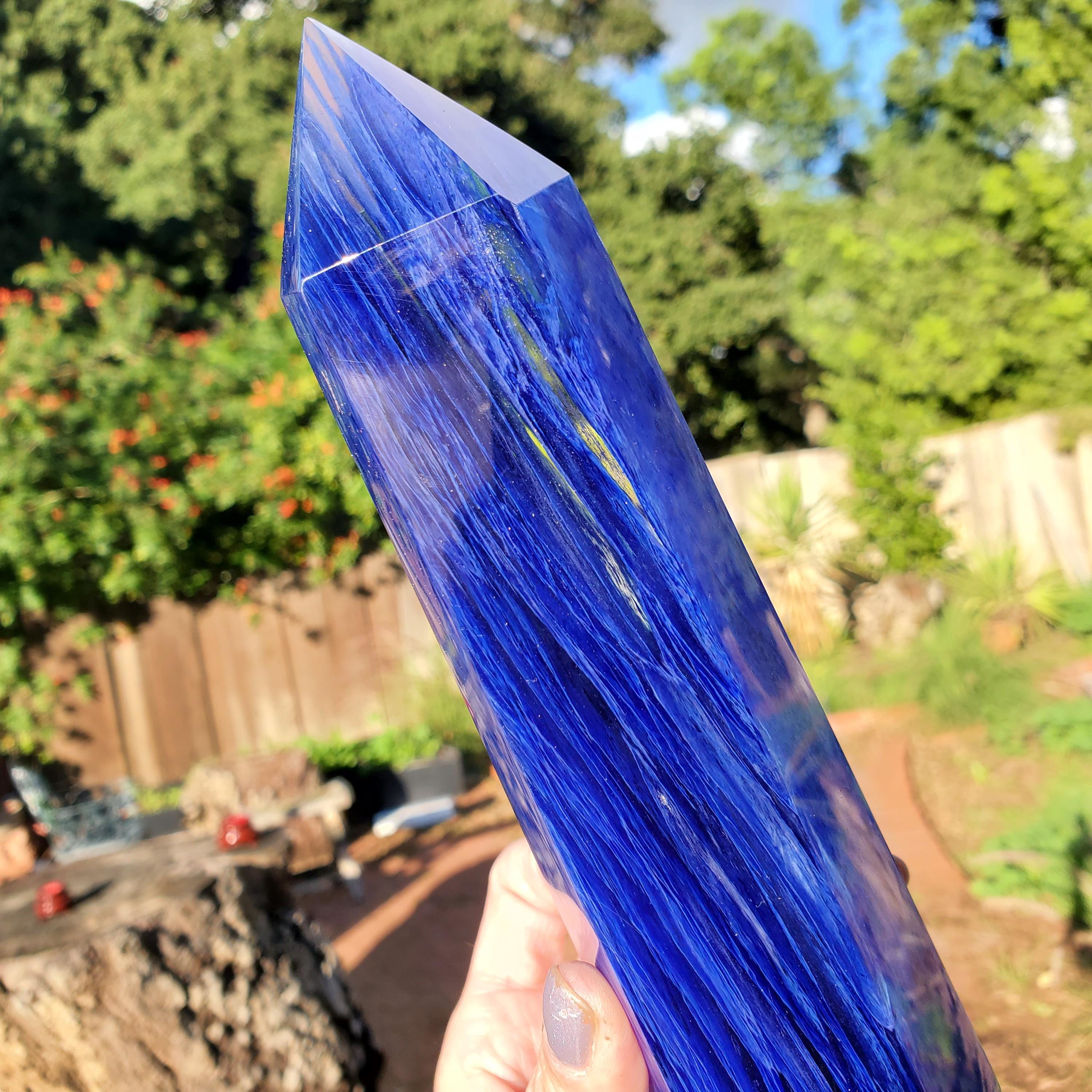 Quartz Smelting Royal Blue Swirly Stripes Crystal Tower | 730 Grams - Etsy