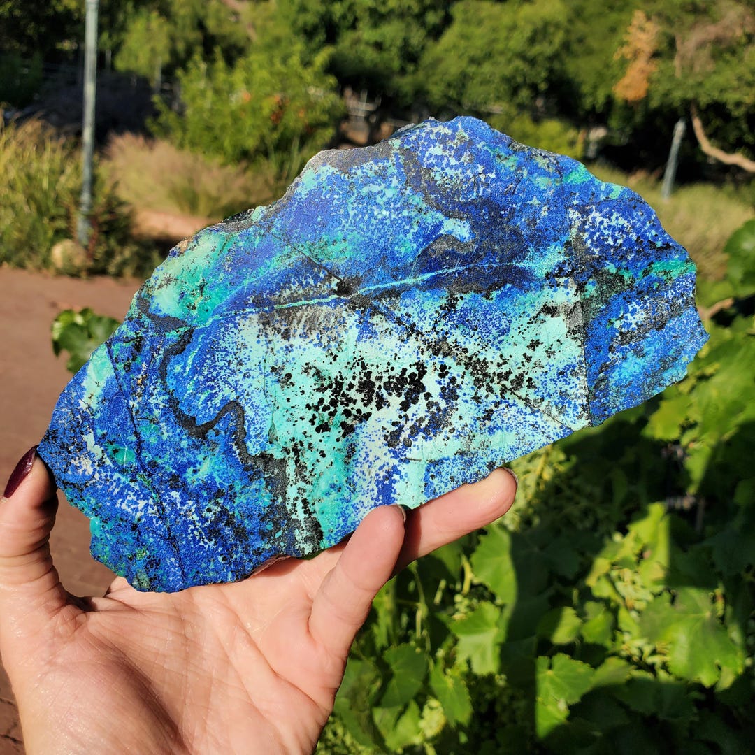Azurite Chrysocolla Iron Cabinet Display Slab Slice Mineral Specimen ...