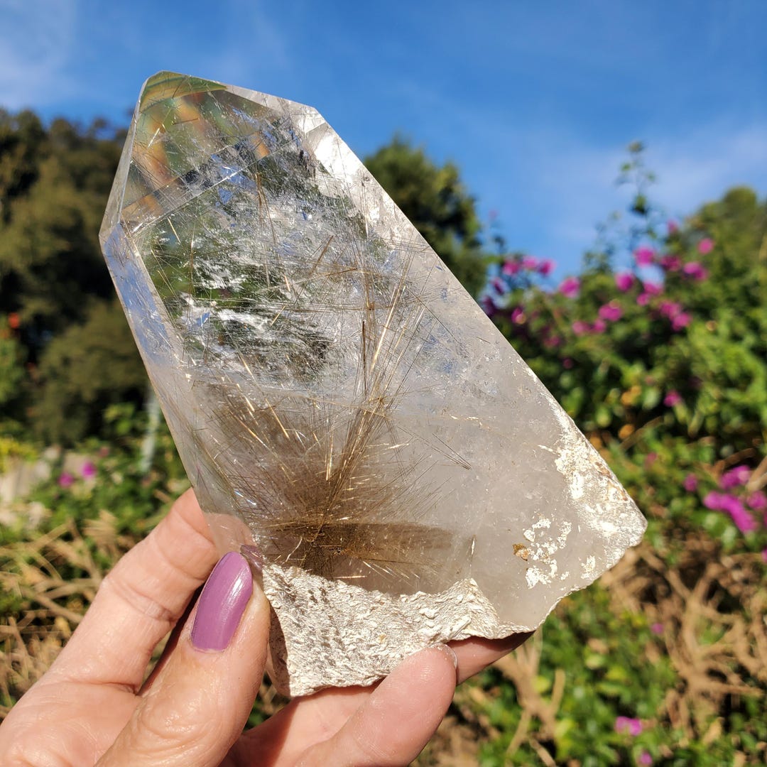 Gold Rutilated Clear Quartz Hair-line Rutile Rainbow Tower | 490 Grams ...