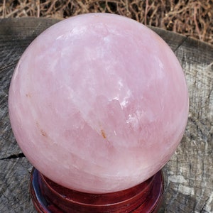 10lbs Gemmy Rose Quartz Dark Pink Crystal Sphere 4780 Grams 151mm 10lbs ...