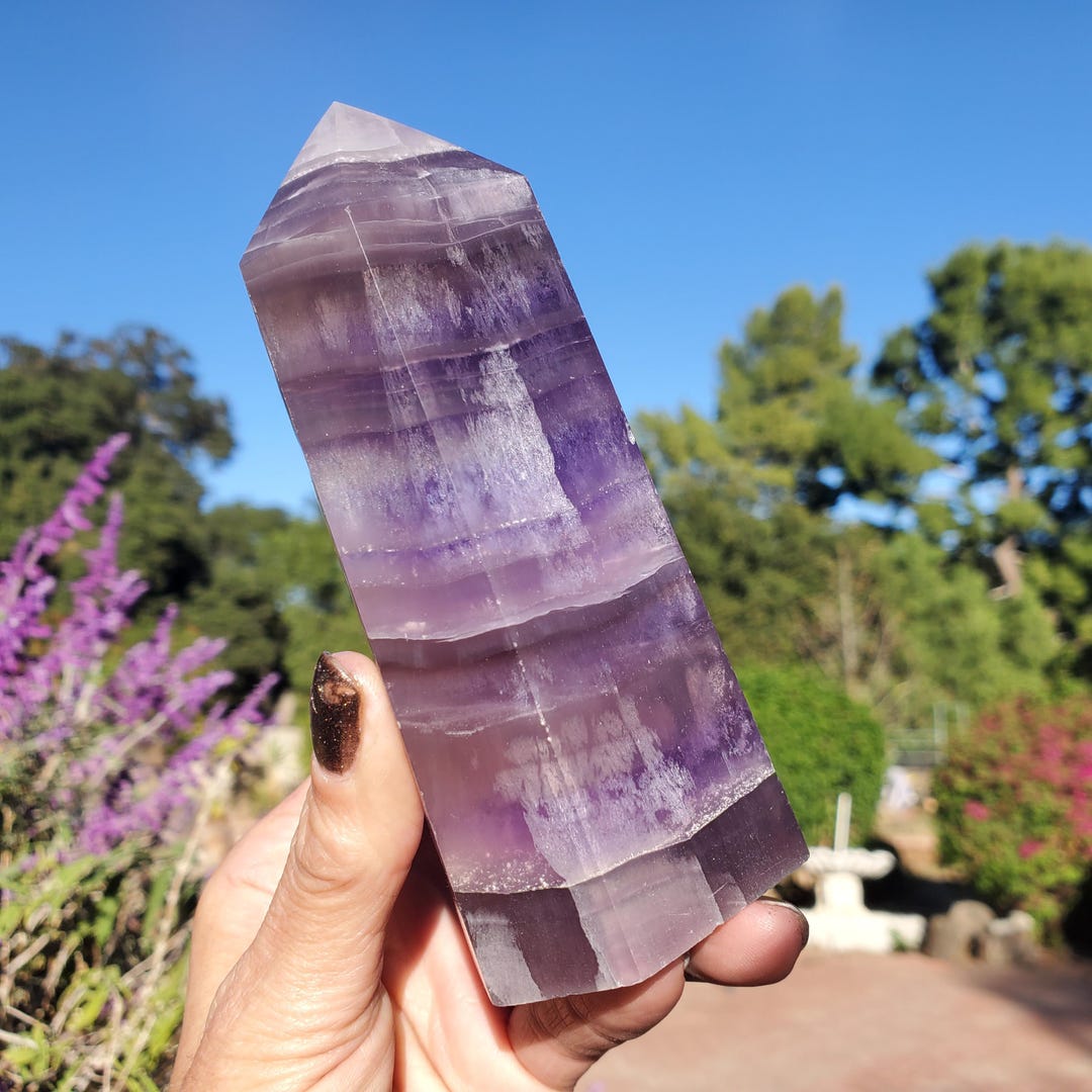 Fluorite Crystal Purple Banded Crystal Rainbow Tower 490 Grams - Etsy