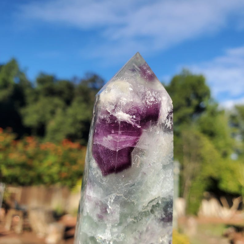Snowflake Fluorite Feather Crystal Tower Point 304 Gram - Etsy