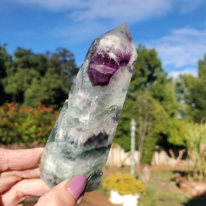 Snowflake Fluorite Feather Crystal Tower Point 304 Gram - Etsy