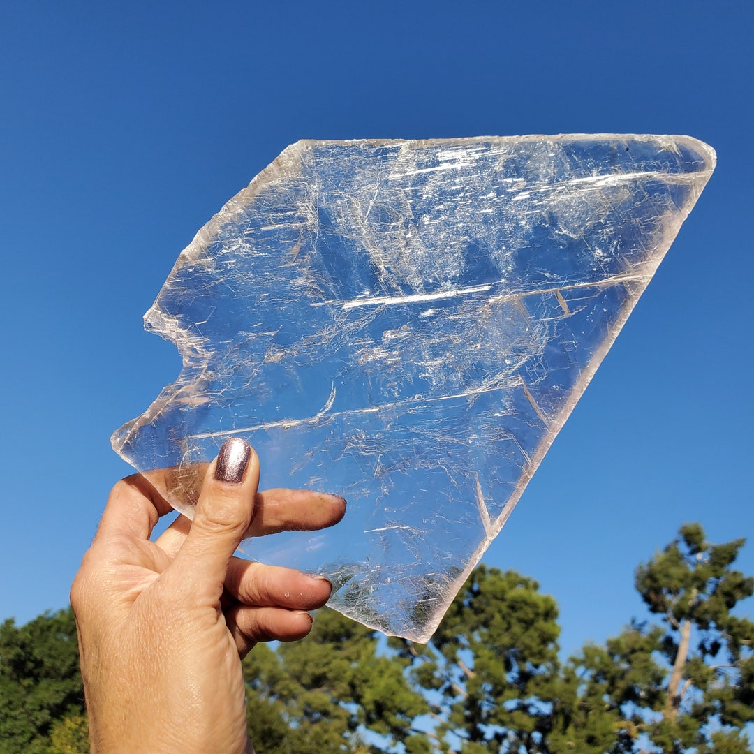 Raw Selenite Cave Optical glass Sheet Flashy Chunk Display Slab Slice ...