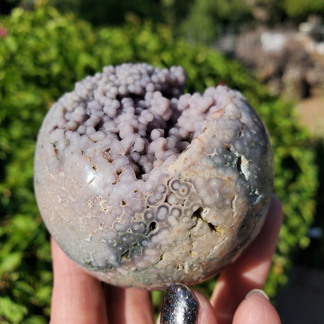 Grape Agate Purple Crystal Sphere Botryoidal Chalcedony 394 Grams 70mm ...