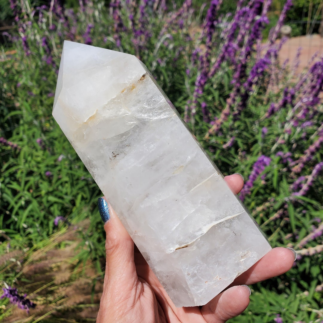 Clear Milky White Quartz Crystal Tower Point | A Grade 954 Gram | 2lbs ...