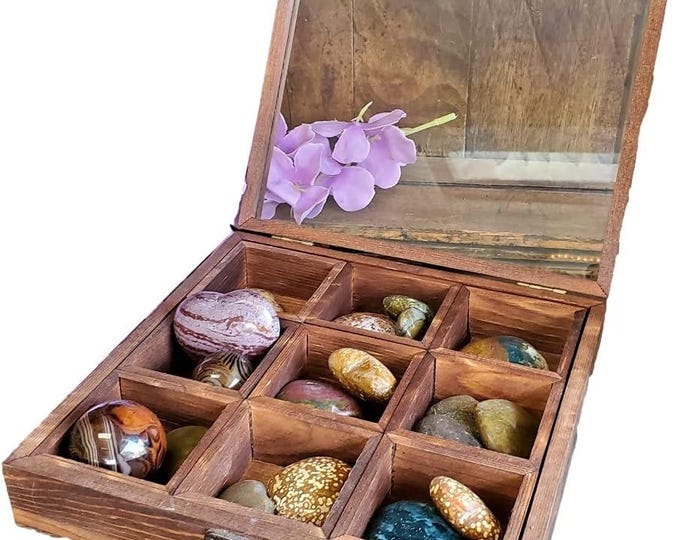 Wooden Rock Collection Box | Wooden Crystal Display | Mens Jewelry Box ...