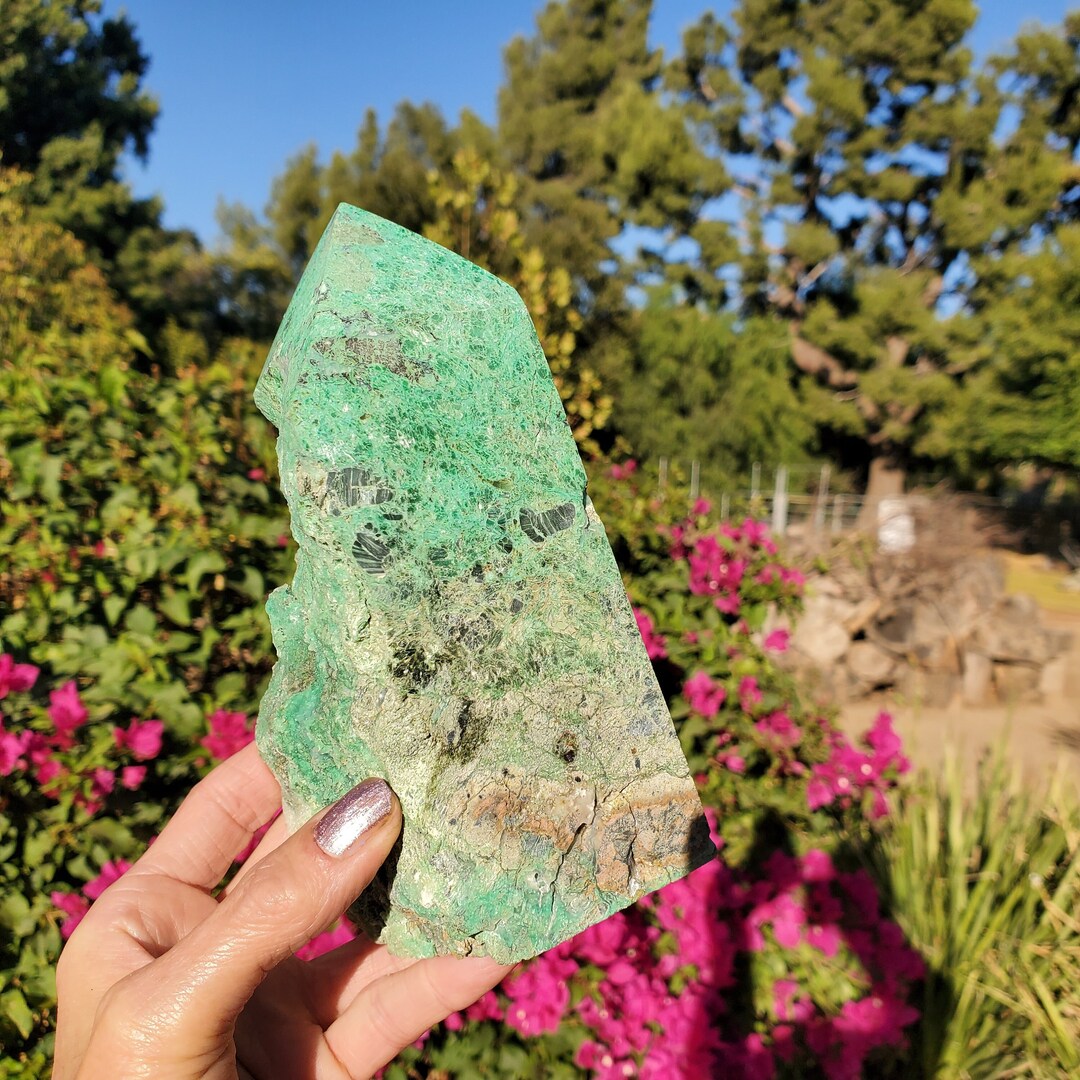 Green Hemimorphite Crystal Large Tower Point Obelisk 1100 Grams 2lbs ...