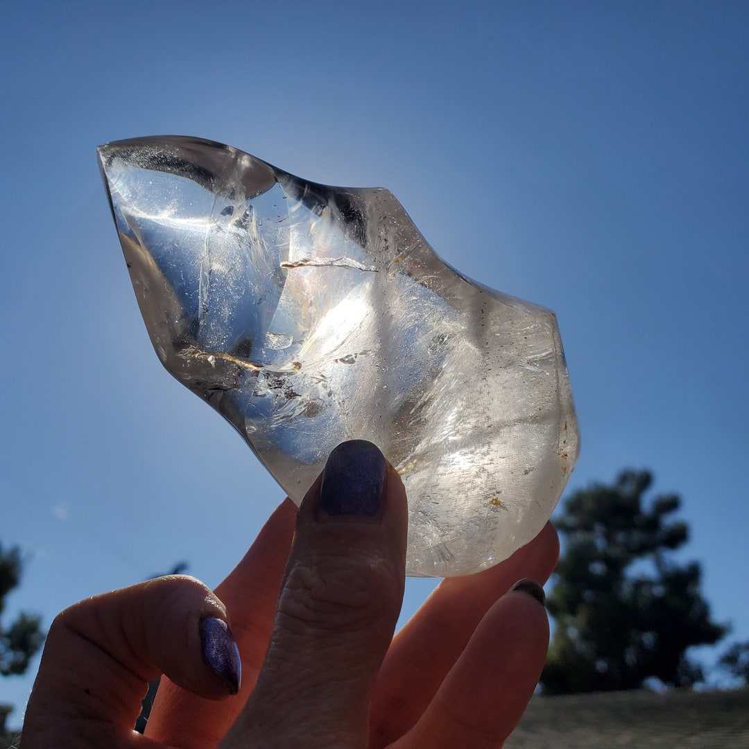 Clear Quartz Freeform Depth and Flash Flame Crystal | 328 Grams - Etsy