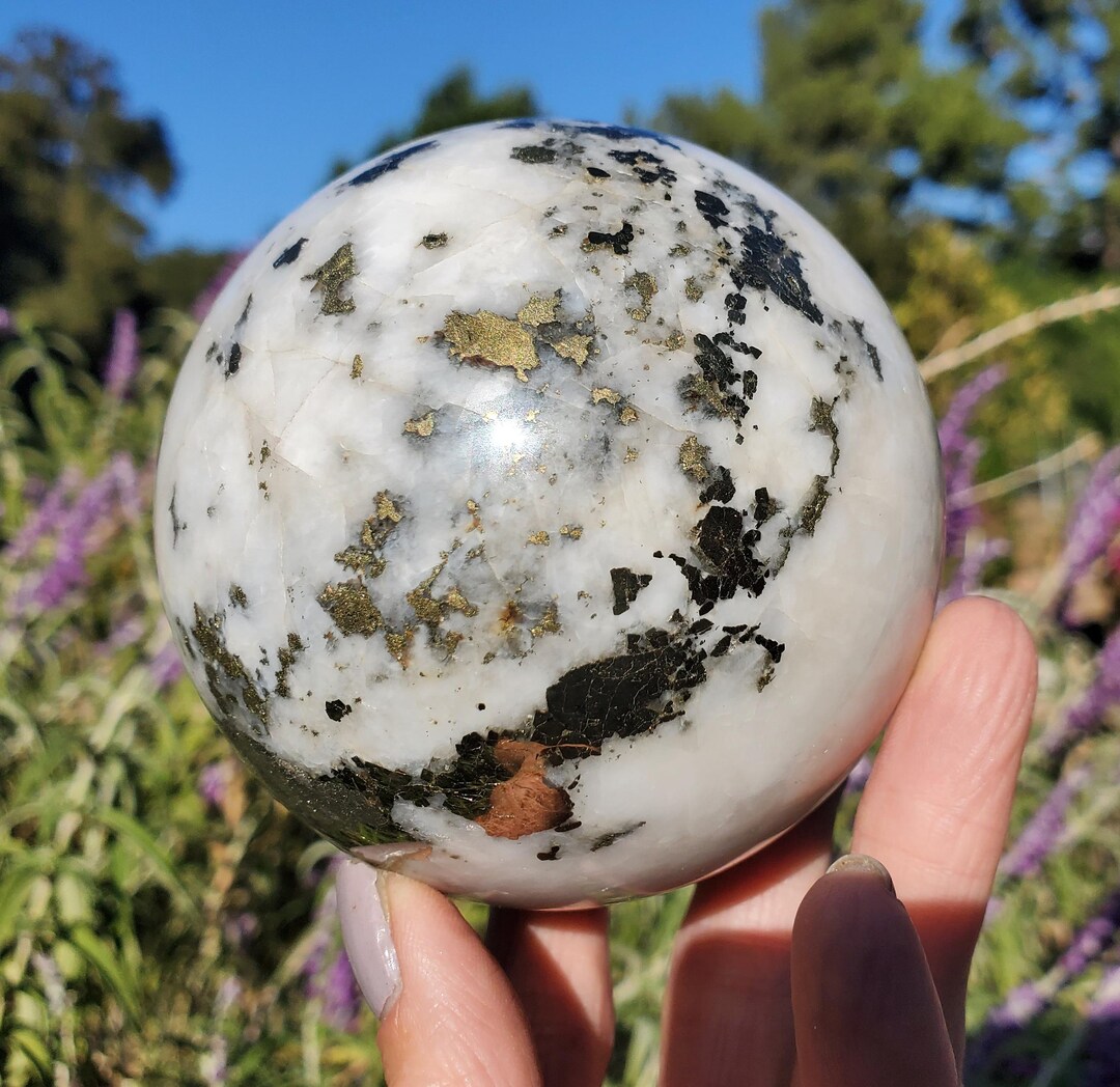 Rare Milky Agate Pyrite Chalcopyrite Sphere | A Grade | 892 Grams ...