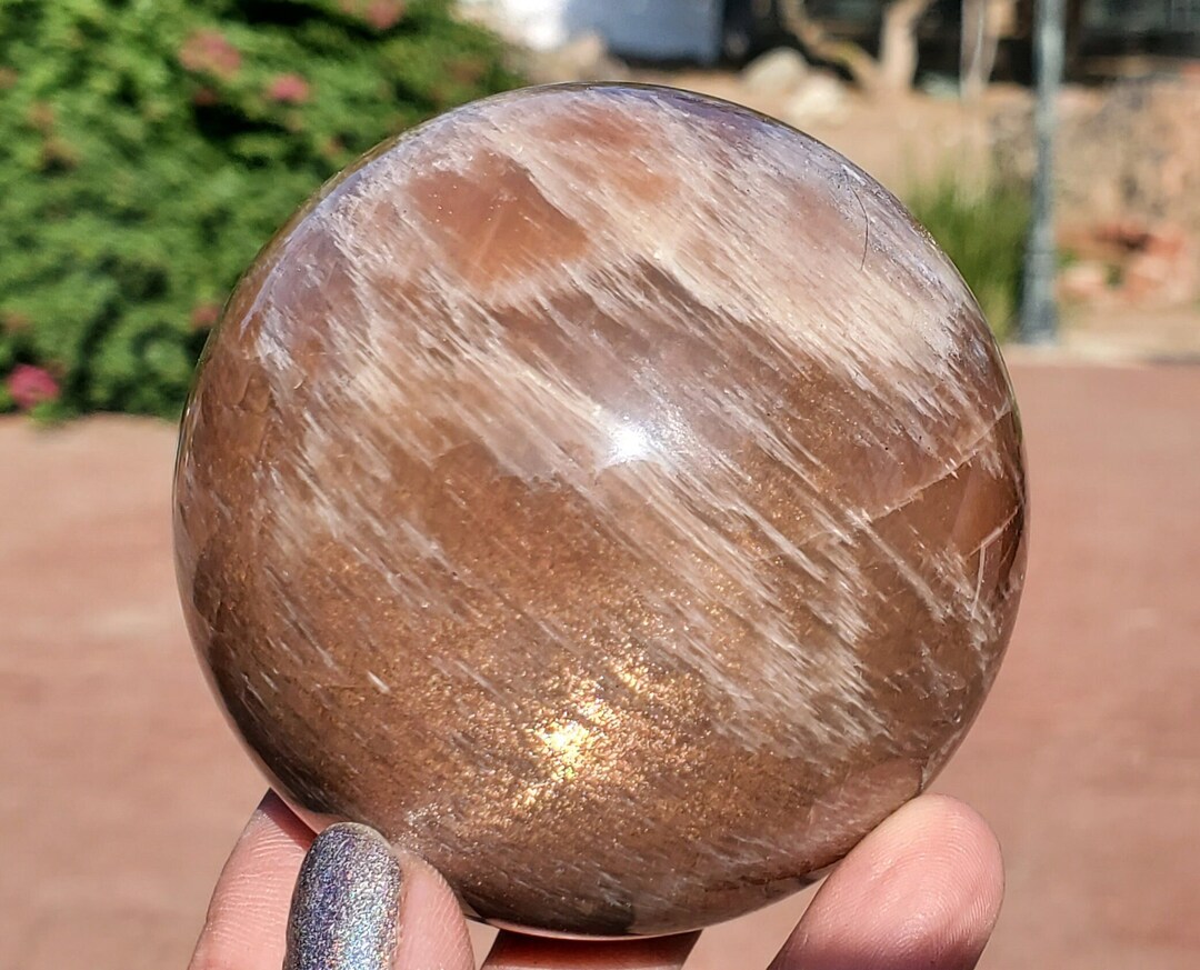 Flashy Orange Moonstone Shimmery Sphere A Grade 482 Grams 70mm 1lbs 2oz ...