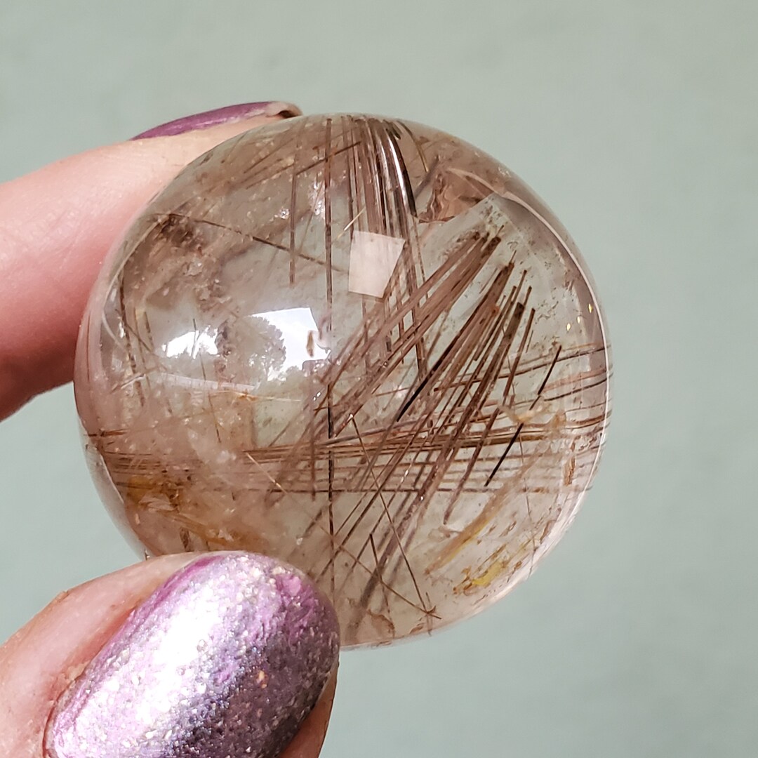 Gold Rutilated Quartz Hair Mini Sphere With Golden Healer 48 Grams 33 ...