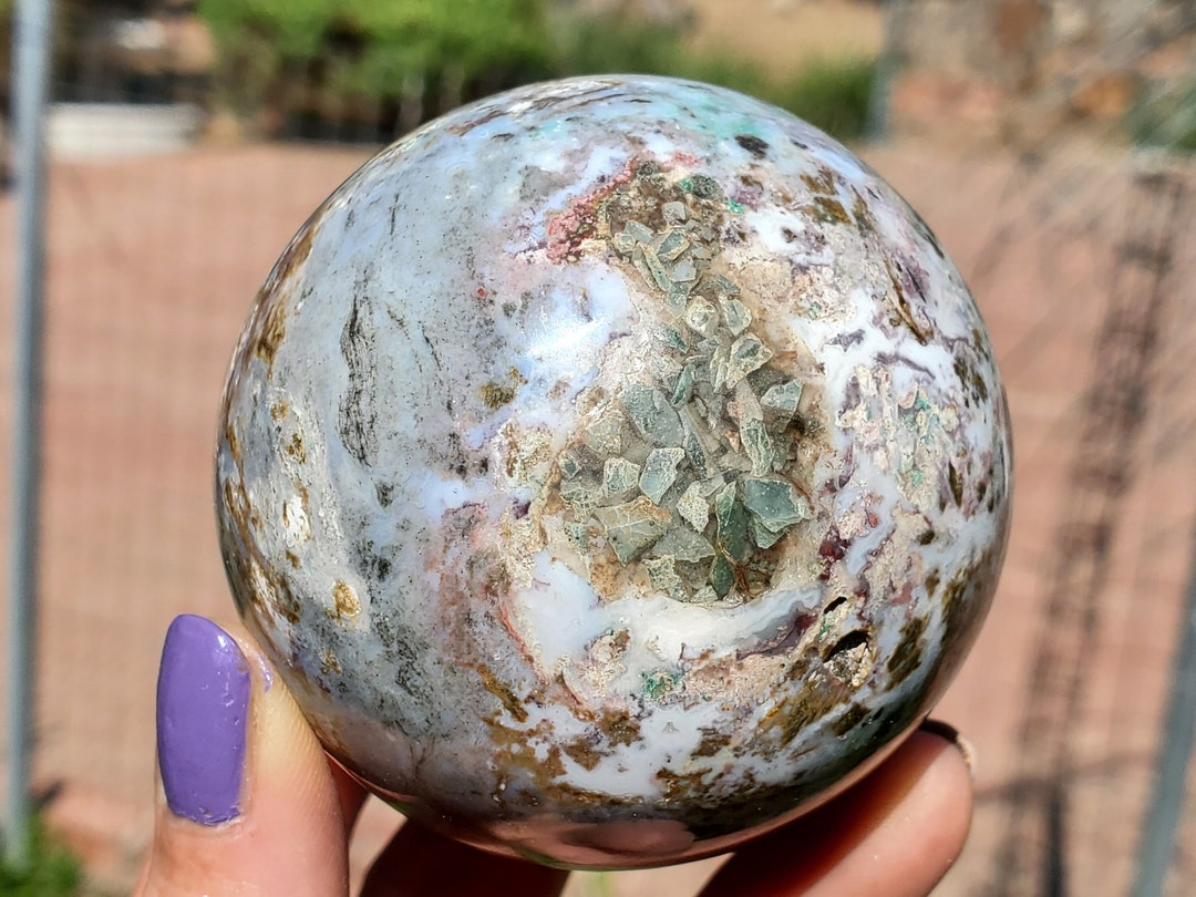 Ocean Jasper W/ Agate Brecciated Sphere Colorful 384 Grams - Etsy