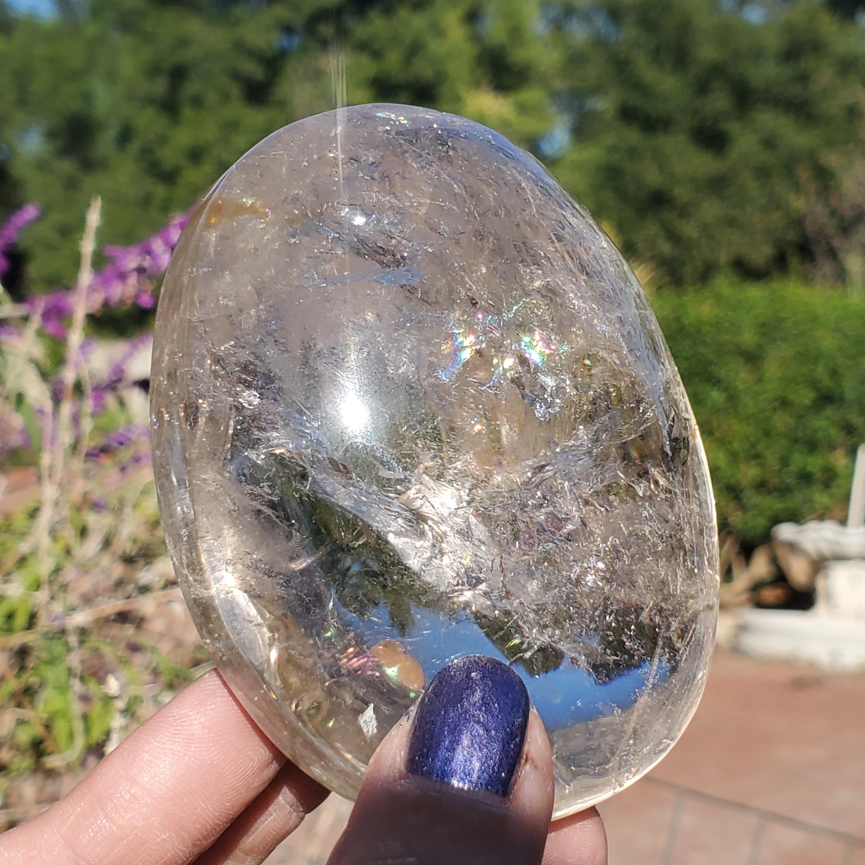 Clear Phantom XL Palm Stone Quartz Crystal Piece | AA Grade | 302 Grams ...