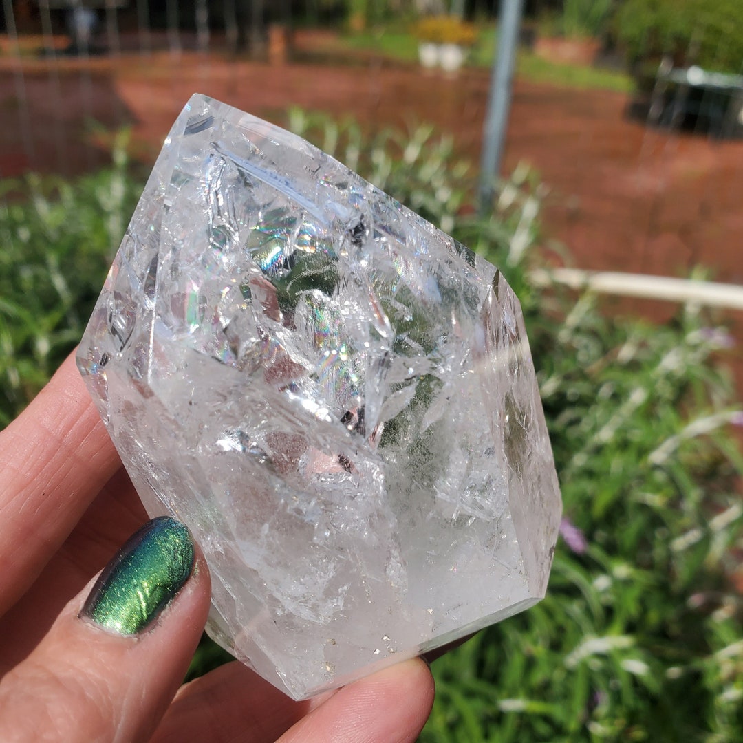 Clear RAINBOW Ice Quartz Point Crystal Piece 284 Grams 100% Natural - Etsy