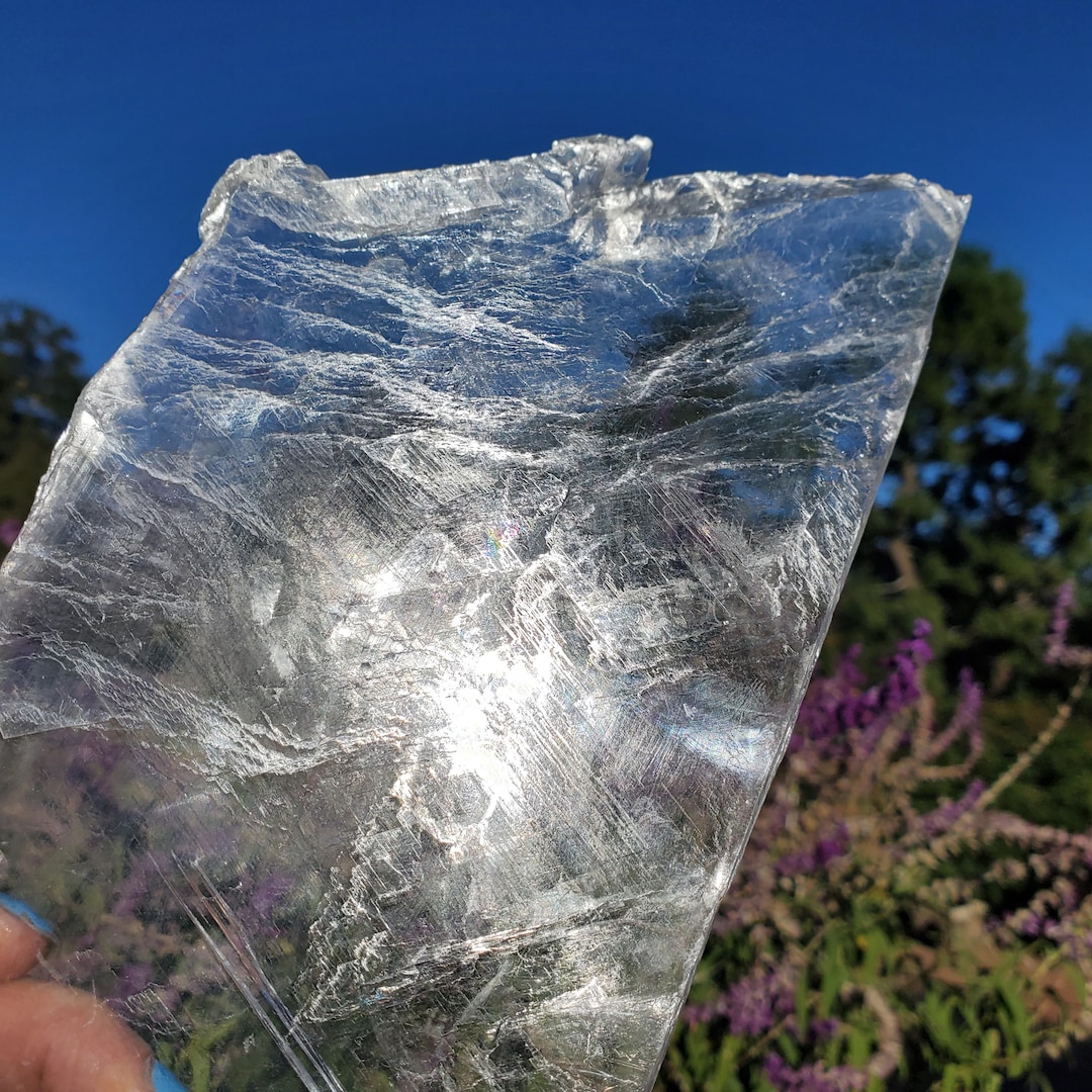 Clear Selenite Raw Optical "glass" Sheet Flashy Chunk Display Slab ...