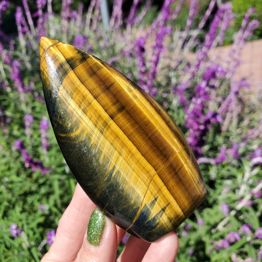 Flashy BLUE Tiger Eye Hawk Eye Crystal Freeform Flame 182 Grams AA ...