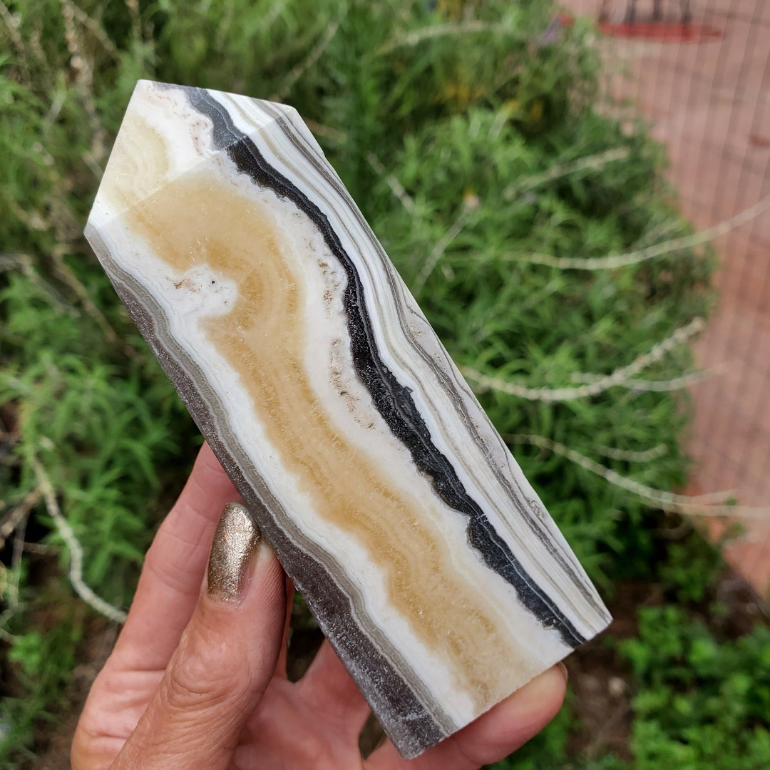 Banded Calcite Crystal Tower Point Grey White Orange | 298 Grams - Etsy