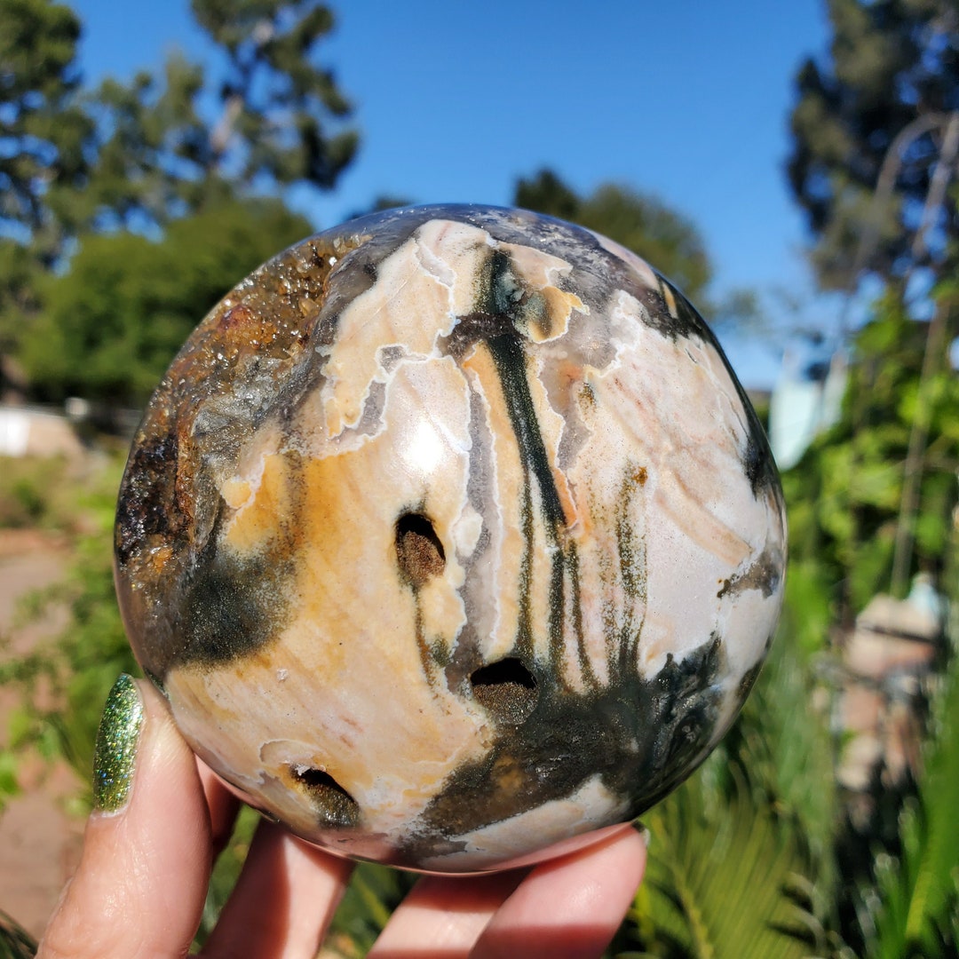 Rare Pink Black Agate Sphere Druzy W/ Caves 762 Grams 1lbs 11oz 83mm - Etsy