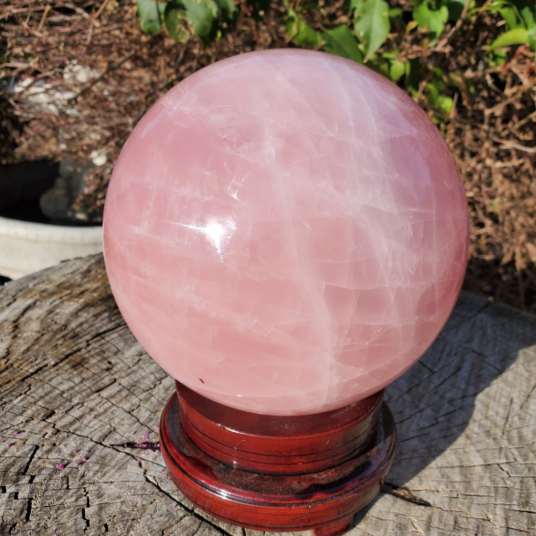 16lbs Gemmy Rose Quartz Dark Pink Crystal Sphere | 7440 Grams | 172mm ...