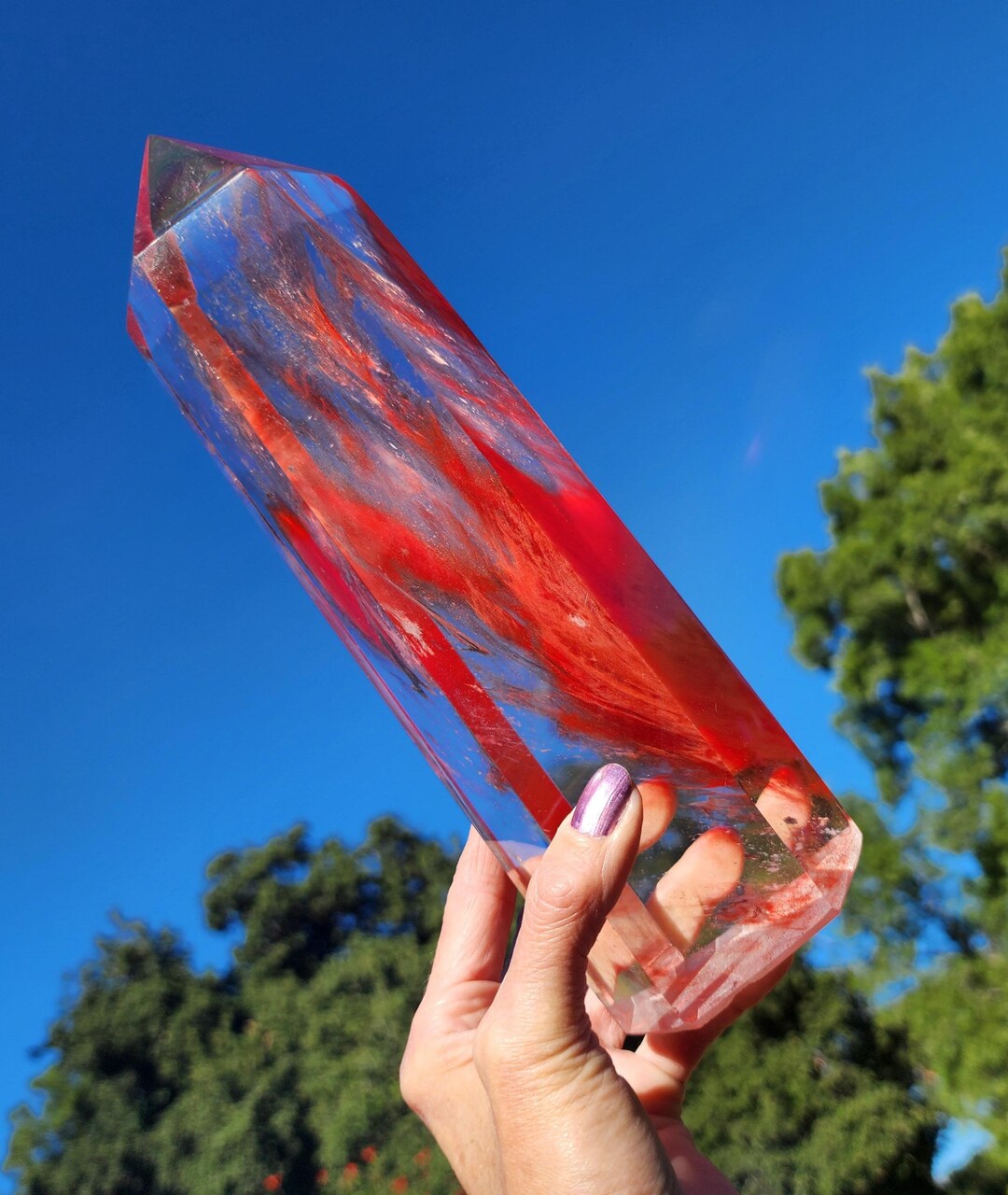 Red Quartz Smelting Stripes See Through Crystal Tower| 1490 Grams - Etsy