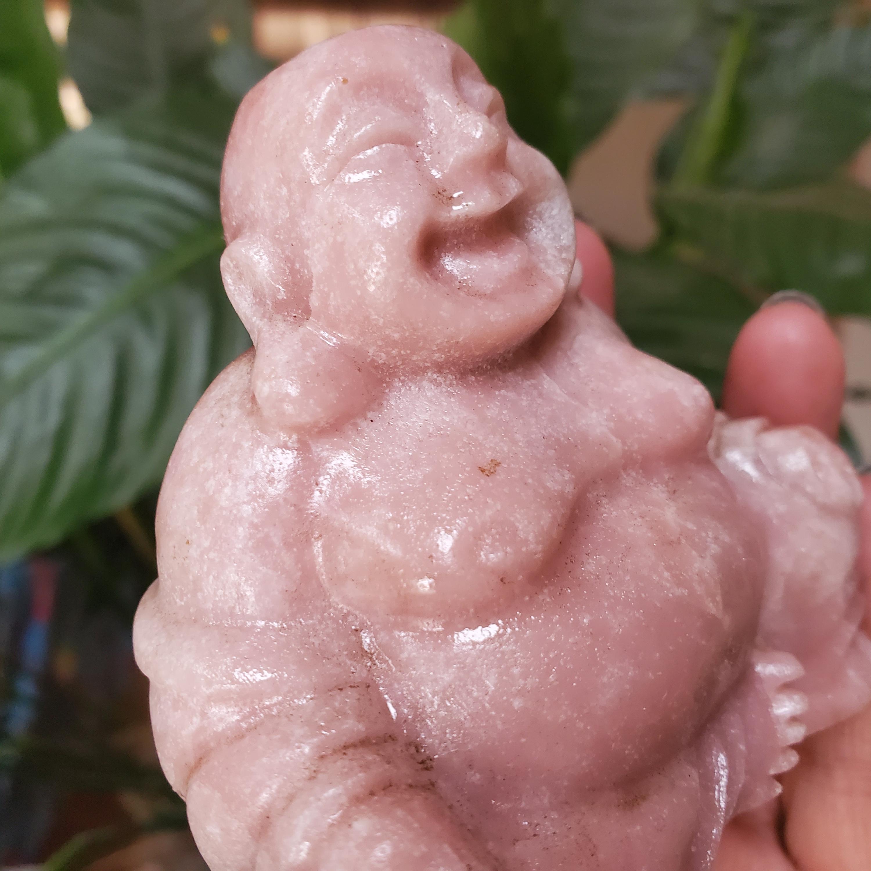 Pink Opal Hotai Laughing Big Belly Buddha Sitting Figurine 336 Grams - Etsy