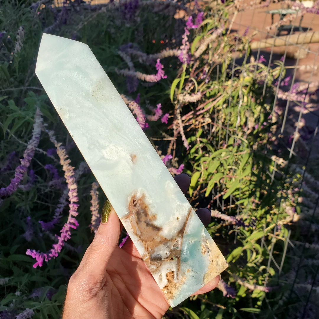 Blue Caribbean Calcite Crystal Tower Point 730 Grams 1lbs - Etsy