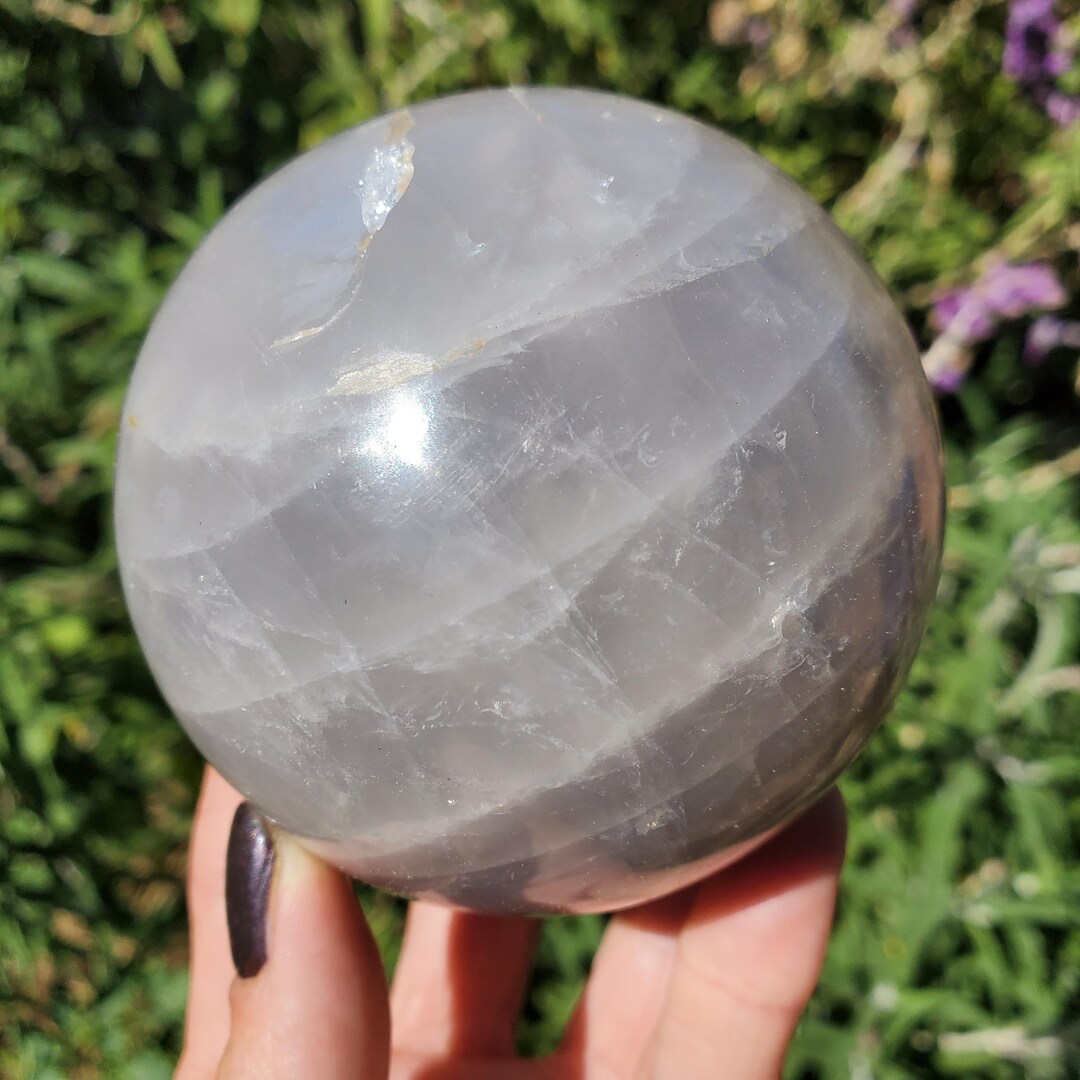 Flashy Blue Rose Quartz Rainbow and Flashes Crystal Sphere W/ Flash ...