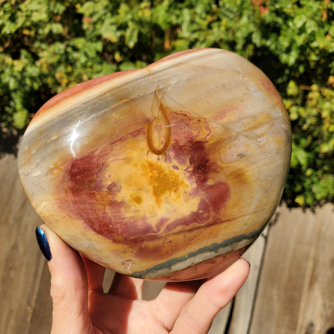 XL Polychrome Puffy Pink Pastel Jasper Heart Stone | Madagascar Jasper ...