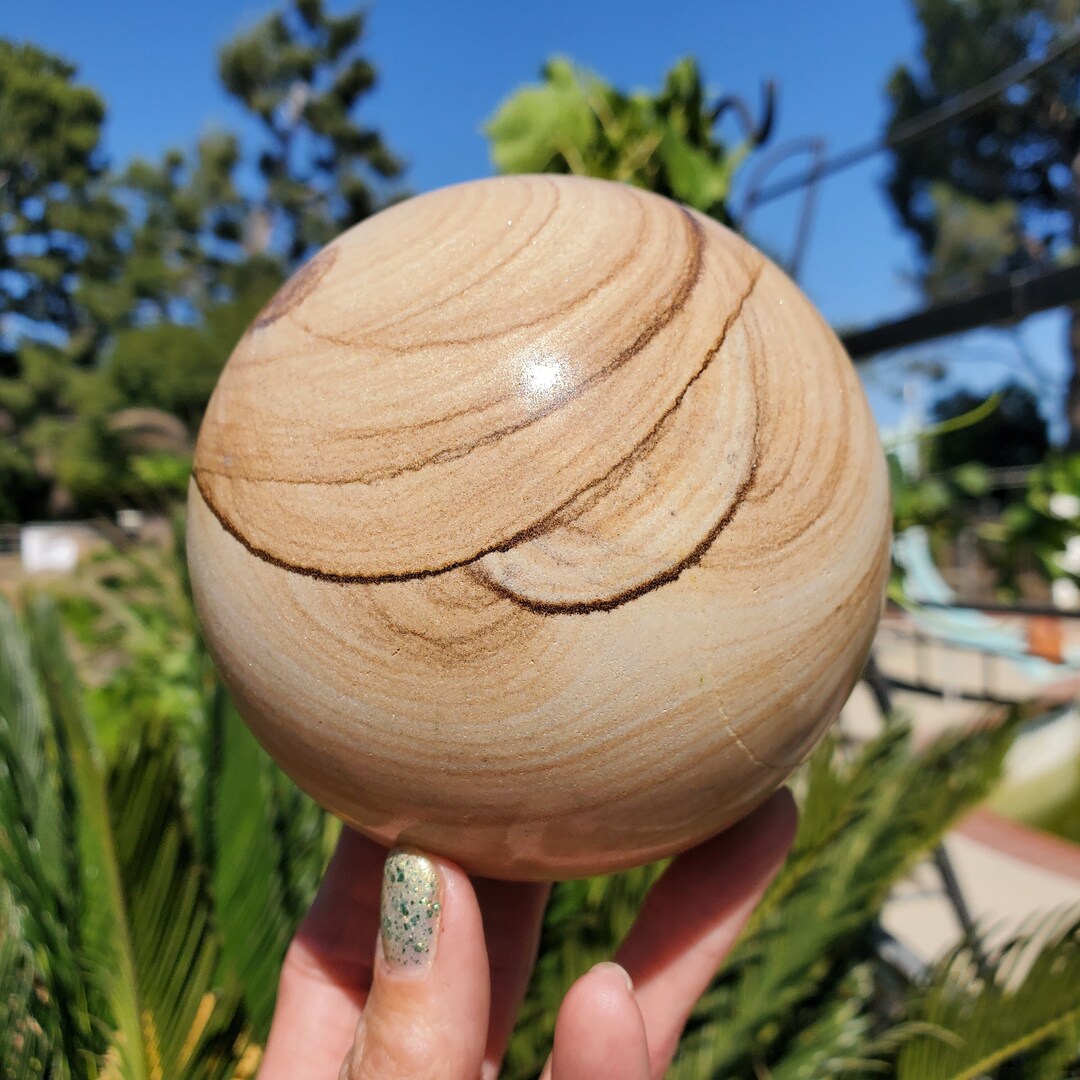 Large Sandstone Biggs Wood Grain Picture Jasper Sphere A Grade 1230 ...