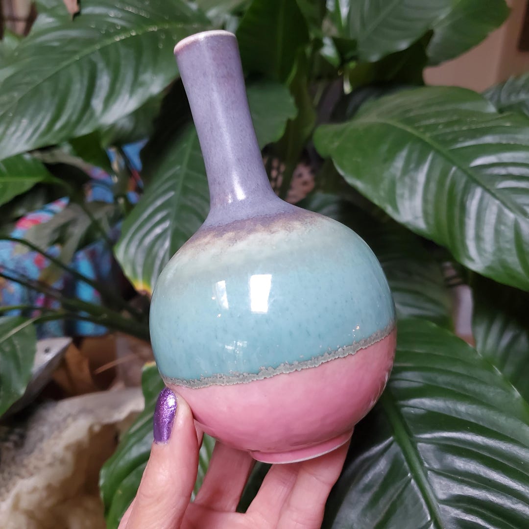 Pastel Pink Blue Purple Ceramic Glazed Flower Bud Vase 286 Grams - Etsy