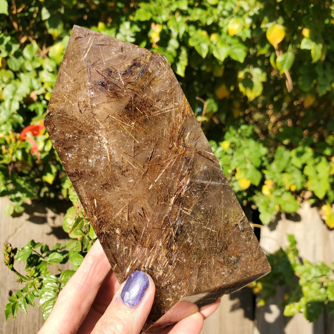 Rutilated Smoky Garden Quartz Rutile Rainbow Tower 1030 Grams 2lbs 5oz ...