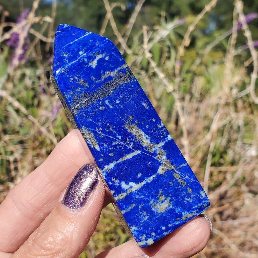 Lapis Lazuli Crystal Tower Point Deep Blue Glittering Pyrite Galore ...