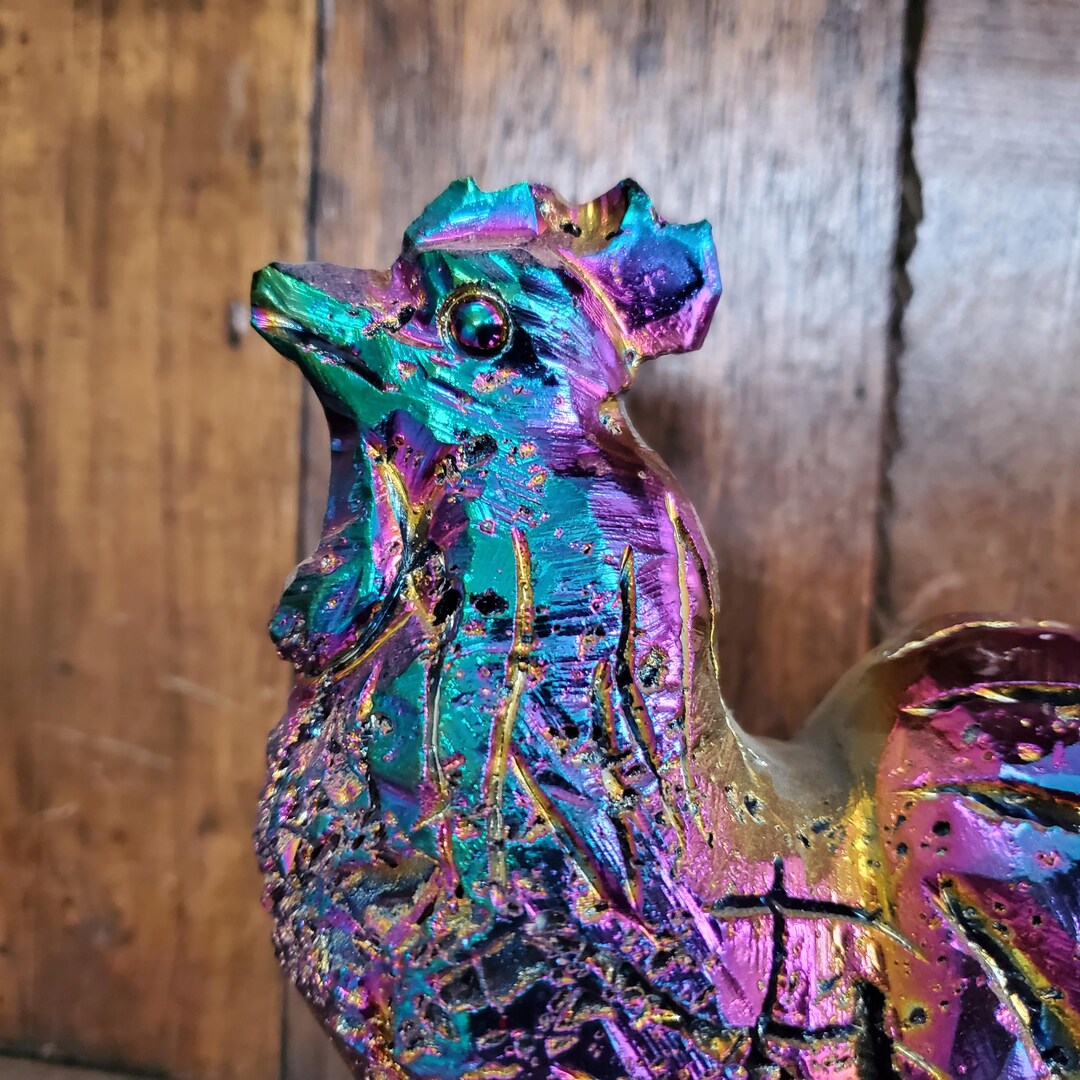 Aura Sphalerite Rooster Crystal Carving Purple Rainbow Angel Aura| 958 ...