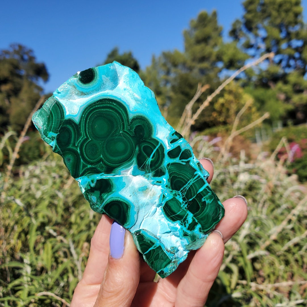 Malacolla Malachite Chrysocolla Freeform Crystal Tile Stone Light Blue ...