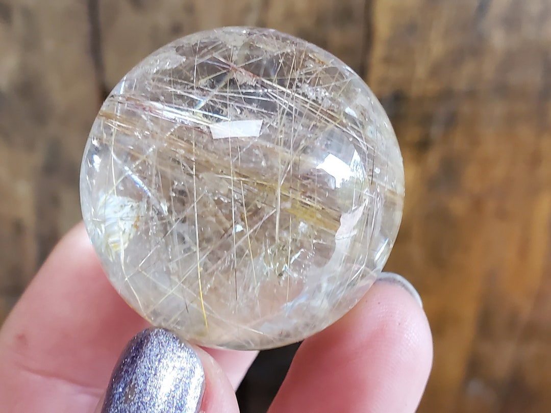 Gold Rutilated Quartz Hair Sphere With Rainbow 58 Grams 35 Mm - Etsy