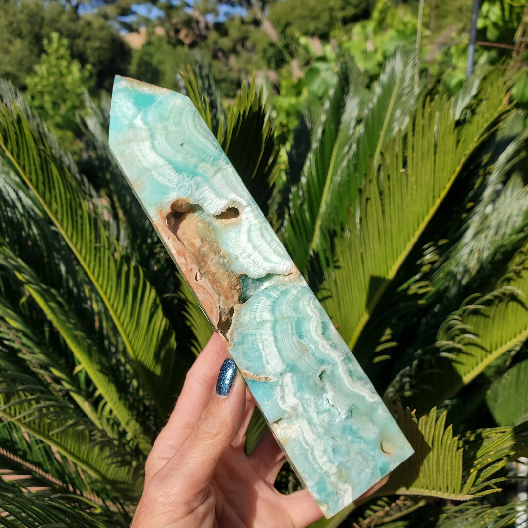 Blue Caribbean Banded Calcite Crystal Tower Point 662 Grams 1lbs 8oz - Etsy