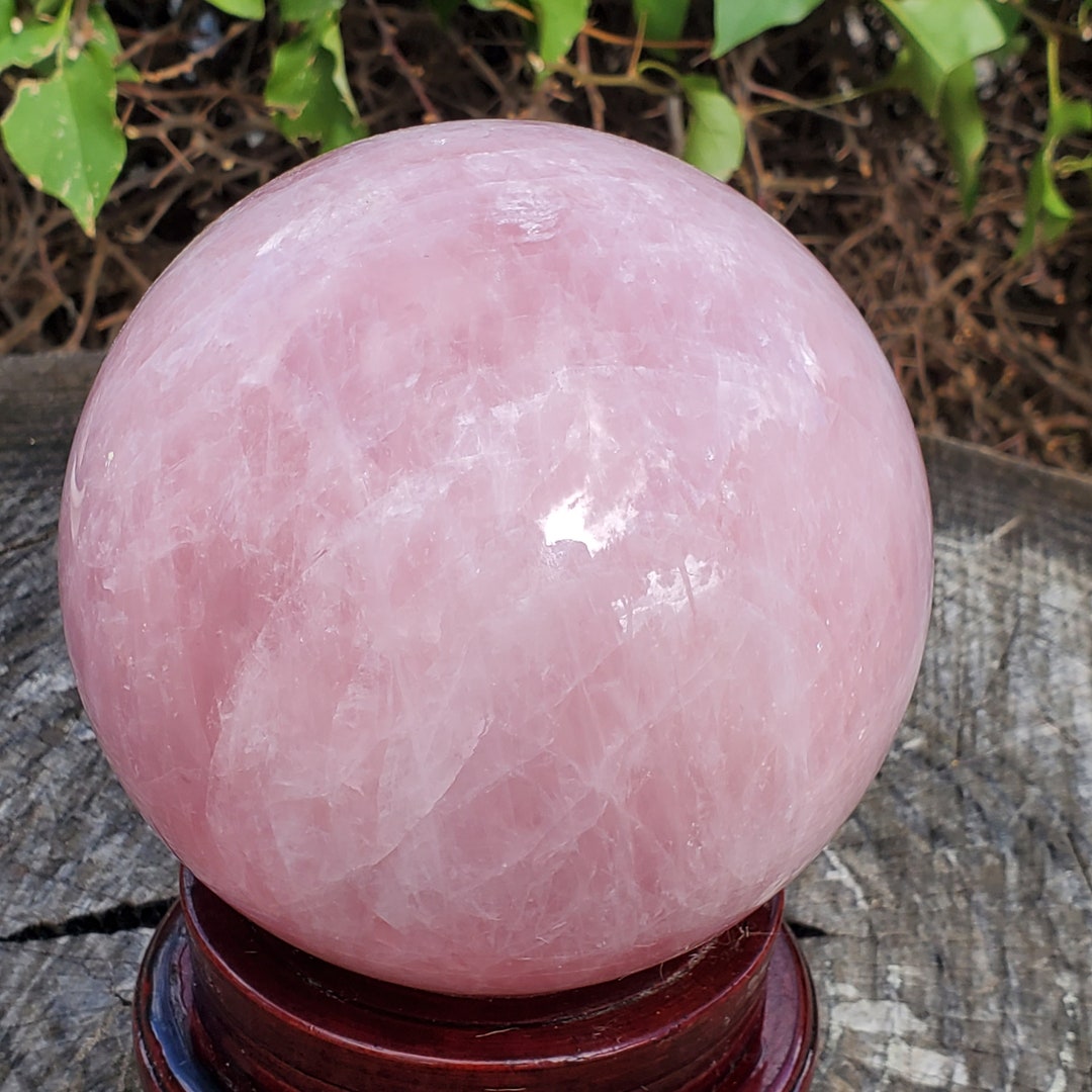 10lbs Gemmy Rose Quartz Dark Pink Crystal Sphere 4780 Grams 151mm 10lbs ...
