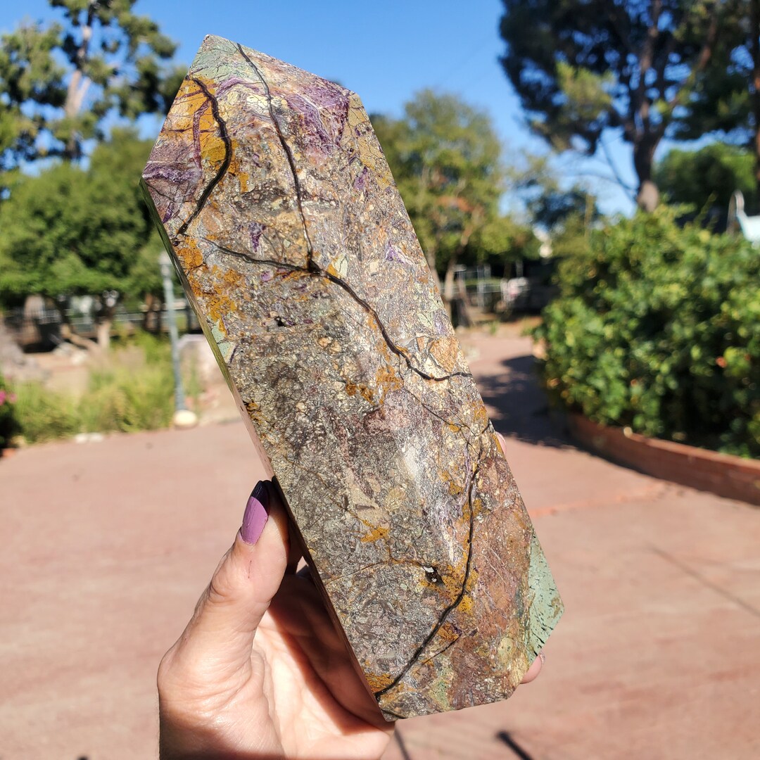 Large Purple Brecciated Fluorite Root Vein Jasper Tower 1010 Grams 2lbs ...
