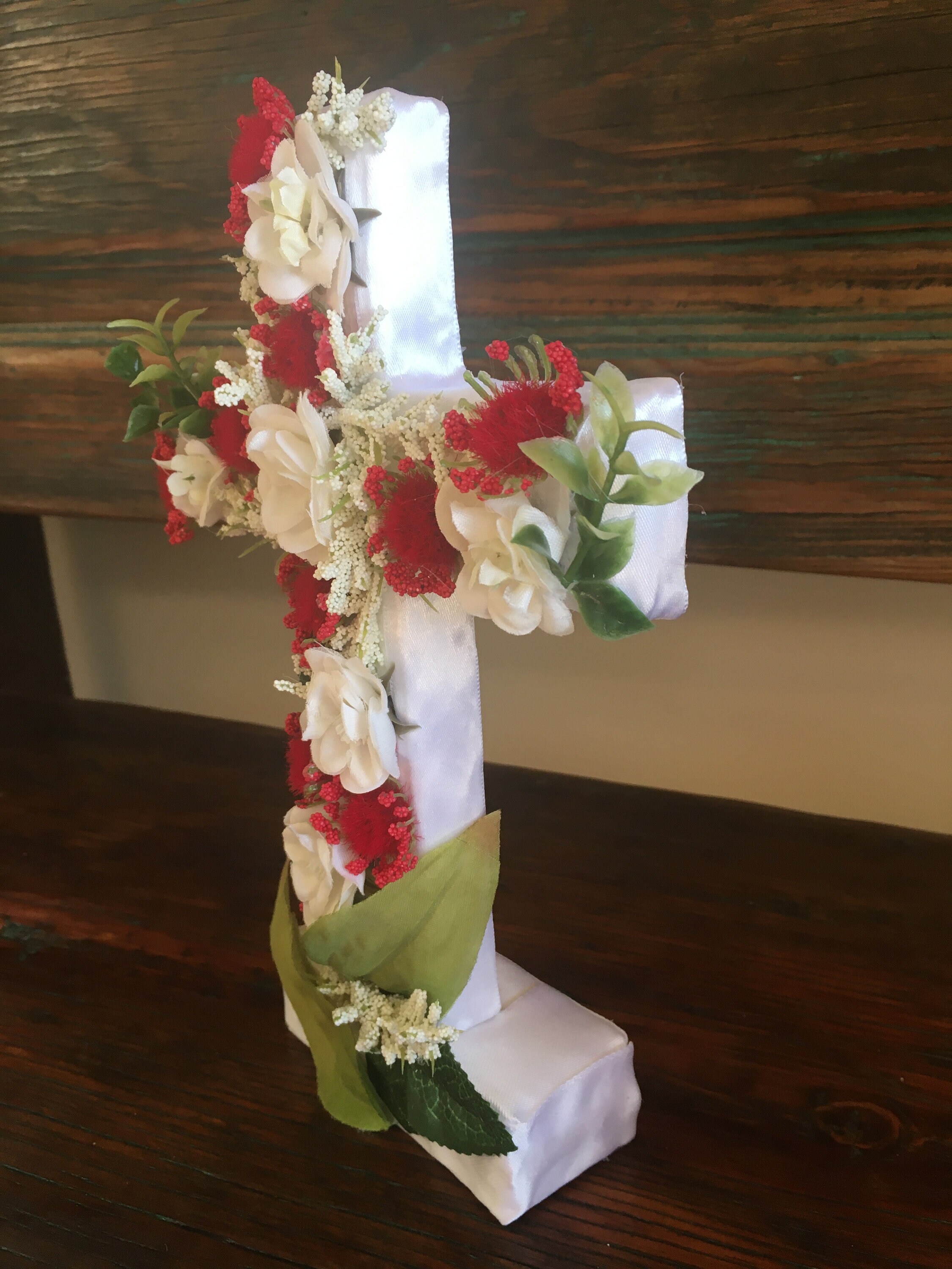 Scarlet, White Floral Cross - Etsy