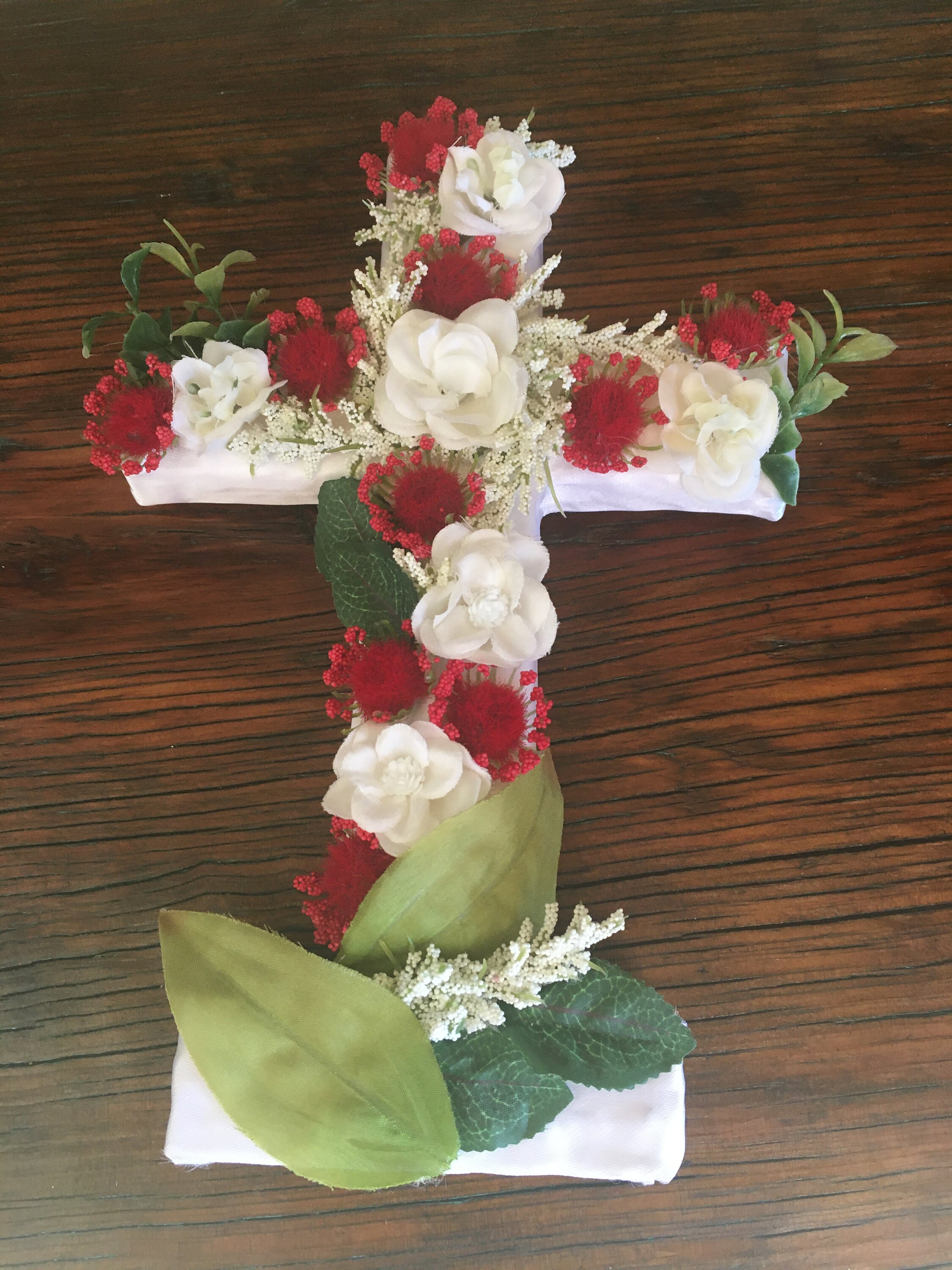 Scarlet, White Floral Cross - Etsy